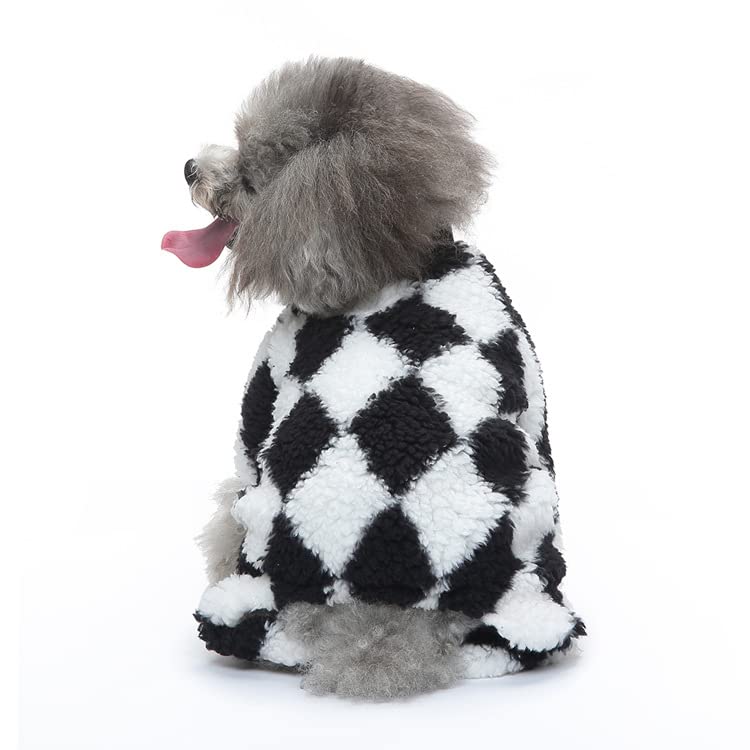 Petvins Dog Pajamas for Small Medium Dogs, Coral Fleece Dog Coat Clothes, Winter Costume for Puppy Cat, Black and White