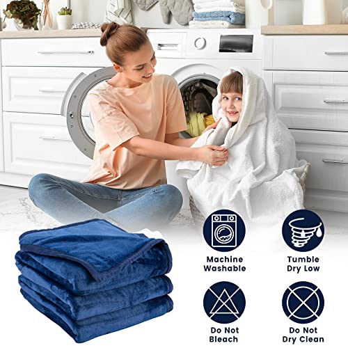 Cambividas Fleece Blanket, King Size Blanket, 330GSM, 90x108 Inches All Season Super Soft Cozy Warm Fuzzy Throw Blanket for Bed, Sofa, Travel, Camping, Navy Blue