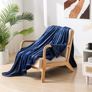 Cambividas Fleece Blanket, King Size Blanket, 330GSM, 90x108 Inches All Season Super Soft Cozy Warm Fuzzy Throw Blanket for Bed, Sofa, Travel, Camping, Navy Blue