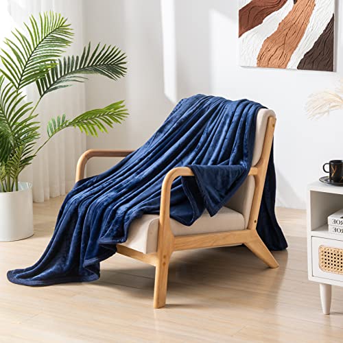 Cambividas Fleece Blanket, King Size Blanket, 330GSM, 90x108 Inches All Season Super Soft Cozy Warm Fuzzy Throw Blanket for Bed, Sofa, Travel, Camping, Navy Blue