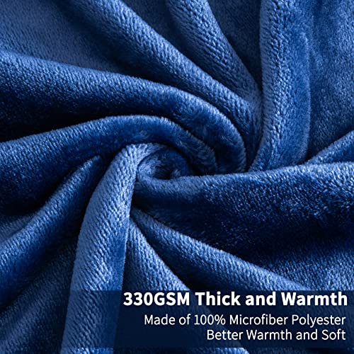 Cambividas Fleece Blanket, King Size Blanket, 330GSM, 90x108 Inches All Season Super Soft Cozy Warm Fuzzy Throw Blanket for Bed, Sofa, Travel, Camping, Navy Blue