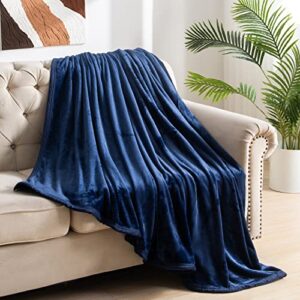 Cambividas Fleece Blanket, King Size Blanket, 330GSM, 90x108 Inches All Season Super Soft Cozy Warm Fuzzy Throw Blanket for Bed, Sofa, Travel, Camping, Navy Blue