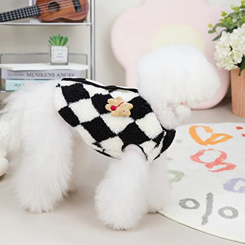 Petvins Dog Coat for Small Medium Dogs, Coral Fleece Dog Pajamas Clothes, Winter Costume for Puppy Cat, Black and White