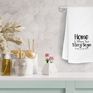 ZJSYXXU Home is Where Your Story Begin Kitchen Towels Dishcloths,Funny Housewarming Dish Towels Tea Towels Hand Towels for Kitchen,Perfect Housewarming Gifts for Women Men Couples Family Mom