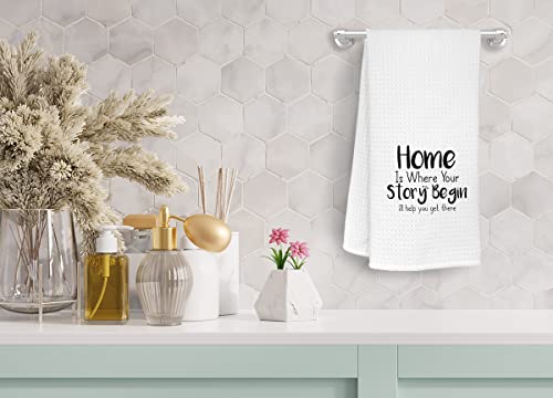 ZJSYXXU Home is Where Your Story Begin Kitchen Towels Dishcloths,Funny Housewarming Dish Towels Tea Towels Hand Towels for Kitchen,Perfect Housewarming Gifts for Women Men Couples Family Mom