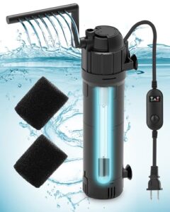 aquamiracle aquarium filter fish tank filters green water cleaning filter pump with timer, dual mode (aeration/rainfall) for 40-120 gallon aquariums, flow rate and direction adjustable