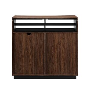 Walker Edison Hughes Adjustable Secretary Desk with Storage, Brown