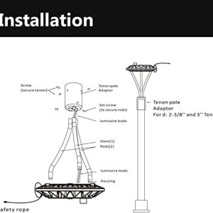 rgbylediison 100W LED Post Top Pole Lights, DLC/ETL Listed 14000Lm 5000K LED Circular Area Pole lamp ，IP65 Waterproof Outdoor Fixture Parking lot Light Pathway Lamp Top Yard Light Street Pole Light