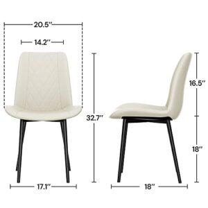 SunsGrove Beige Dining Chairs in Faux Leather with Soft Cushion, Metal Legs Loading Up to 350lbs Modern Kitchen Chairs for Dining, Living Room, Bedroom Side Chairs, Set of 2