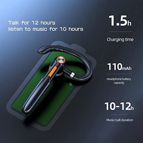 ESSONIO Bluetooth earpiece for Cell Phone Bluetooth Headset with mic Trucker Headset Bluetooth 5.0 Single Ear Hands-Free Headphones Support for Rotation Headphones for iPhone,Android