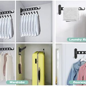 SKIKEN Wall Mounted Closet Hanger with Swing Arm, Floding Laundry Hanging Rack, Small Drying Clothes Rack, Sturdy Hanging, Space Saver for Closet Organizer, Solid Aluminum (1-Pack, Black)