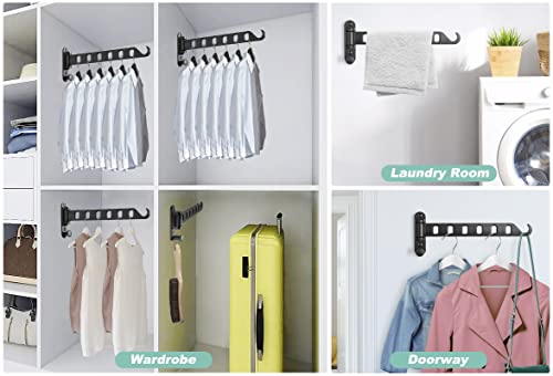 SKIKEN Wall Mounted Closet Hanger with Swing Arm, Floding Laundry Hanging Rack, Small Drying Clothes Rack, Sturdy Hanging, Space Saver for Closet Organizer, Solid Aluminum (1-Pack, Black)