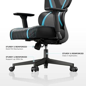 EUREKA ERGONOMIC Gaming Chair,Mesh Home Office Desk Chairs,Dual Back 3D Lumbar Support,Adjustable Armrest Headrest,Hight Back,Breathable Comfortable PC Computer Sillas Gamer Reclining Chair（Blue）