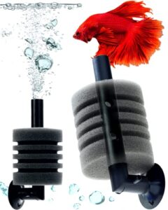 aquarium sponge filter luxury set for breeding fry, fish tank fine small sponge filter up to 10 gallon, fish tank mini bio foam filter for betta shrimp (2x mini sponge filter)