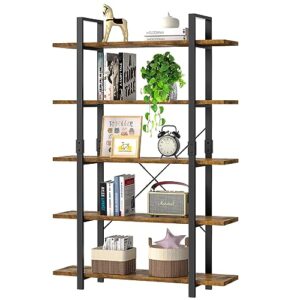 frapow 5 tier bookshelf, 68" large vintage book shelf rustic etagere for home office living room bedroom storage