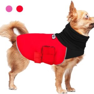 Chihuahua Winter Coat Waterproof Small Dog Puppy Winter Coats Fleece Jackets,Reflective Dog Clothes Warm Dog Cold Weather Coat for Chihuahua Small Medium Large Puppy Dogs Pink Red