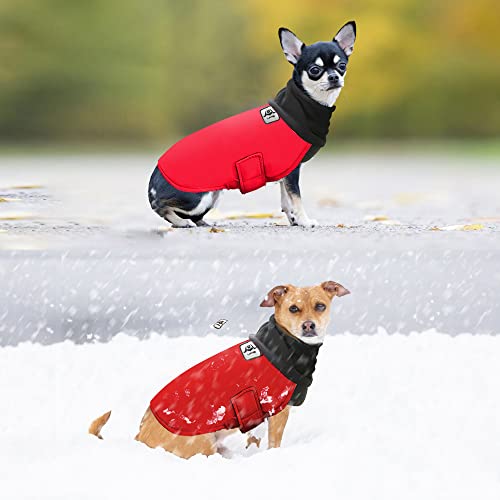 Chihuahua Winter Coat Waterproof Small Dog Puppy Winter Coats Fleece Jackets,Reflective Dog Clothes Warm Dog Cold Weather Coat for Chihuahua Small Medium Large Puppy Dogs Pink Red