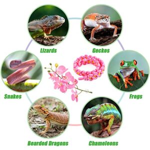 Reptile Plants, Amphibian Hanging Plants, Reptile Terrarium Plants Gecko Tank Accessories with Suction Cups Plants Terrarium Decor for Hermit Crab Lizards Geckos Snake Reptile, Pink (AMFB005)