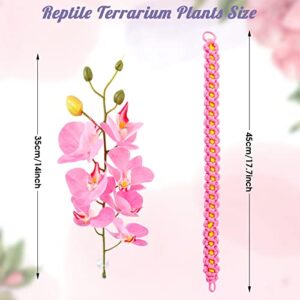 Reptile Plants, Amphibian Hanging Plants, Reptile Terrarium Plants Gecko Tank Accessories with Suction Cups Plants Terrarium Decor for Hermit Crab Lizards Geckos Snake Reptile, Pink (AMFB005)