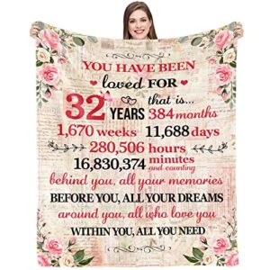 32nd birthday gifts for women happy 32nd birthday gifts for her 32 year old birthday gifts for women 32nd birthday decorations for women bestie wife sister mom friends 32nd birthday blanket 60"x 50"