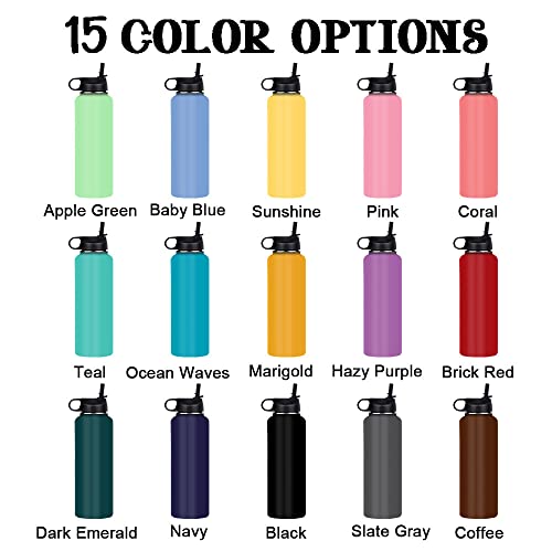 Personalized Water Bottles with Straw Lid, Custom 18oz Stainless Steel Sports Water Bottle with Photo Text-Double Wall Insulated Gift Cup for Girls Boys Women Men School Sports