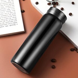 10oz Mini Water Bottle Stainless Steel Thermos Small Flask - Insulated Vacuum, Leak Proof, Keeps Drinks Hot/Cold - Ideal for Coffee, Tea, Water - Black