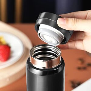 10oz Mini Water Bottle Stainless Steel Thermos Small Flask - Insulated Vacuum, Leak Proof, Keeps Drinks Hot/Cold - Ideal for Coffee, Tea, Water - Black