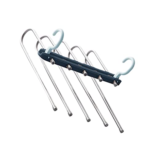 Cabilock 1pc Multifunctional Slip Steel Rack Hanger Jean Pants Open Layer Traceless Non- Blue Multi- Non Belt Household Saving Drying Adjustable for Trousers Ended Clothes Hangers