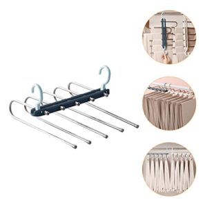 Cabilock 1pc Multifunctional Slip Steel Rack Hanger Jean Pants Open Layer Traceless Non- Blue Multi- Non Belt Household Saving Drying Adjustable for Trousers Ended Clothes Hangers