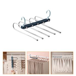 Cabilock 1pc Multifunctional Slip Steel Rack Hanger Jean Pants Open Layer Traceless Non- Blue Multi- Non Belt Household Saving Drying Adjustable for Trousers Ended Clothes Hangers