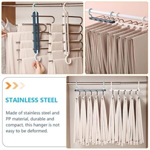 Cabilock 1pc Multifunctional Slip Steel Rack Hanger Jean Pants Open Layer Traceless Non- Blue Multi- Non Belt Household Saving Drying Adjustable for Trousers Ended Clothes Hangers