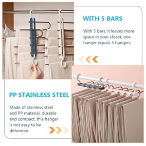 Cabilock 1pc Multifunctional Slip Steel Rack Hanger Jean Pants Open Layer Traceless Non- Blue Multi- Non Belt Household Saving Drying Adjustable for Trousers Ended Clothes Hangers