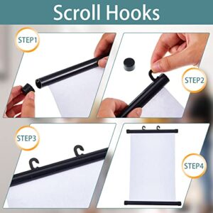 100 Pieces Scroll Hooks Home Decor Wall Poster Scroll Wall Hooks Hanging Hook for Exhibition Decor Office Decor Gallery Decor 1.7 cm/ Per Piece, Black