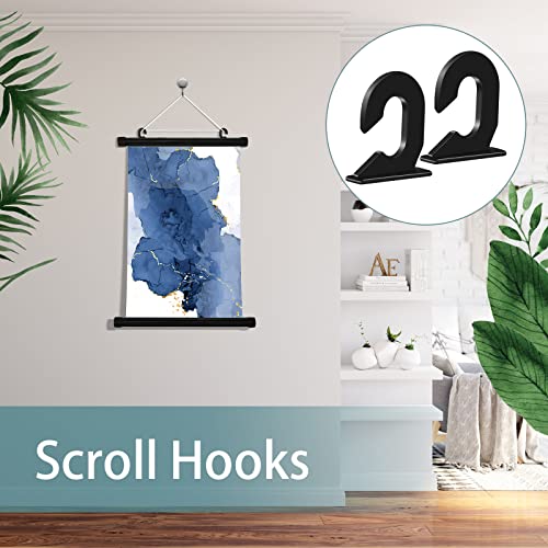 100 Pieces Scroll Hooks Home Decor Wall Poster Scroll Wall Hooks Hanging Hook for Exhibition Decor Office Decor Gallery Decor 1.7 cm/ Per Piece, Black