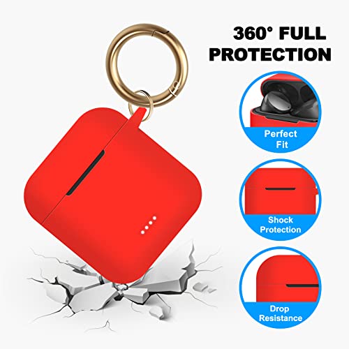 MOLOVA Protective Silicone Case Compatible with Tozo t6, Front LED Visible, Premium Accessory Shockproof tozo t6 Case Cover with Keychain,Red