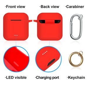 MOLOVA Protective Silicone Case Compatible with Tozo t6, Front LED Visible, Premium Accessory Shockproof tozo t6 Case Cover with Keychain,Red