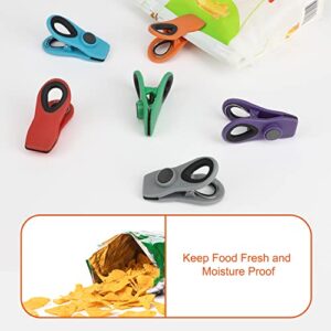 TACGEA Bag Clips with Magnet, Chip Clips - 12 PCS Magnetic Bag Clips for Food Storage with Air Tight Seal