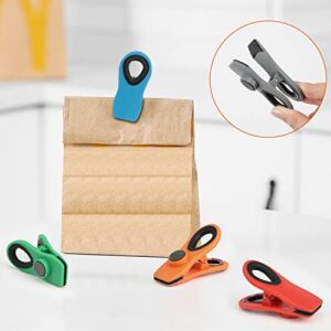 TACGEA Bag Clips with Magnet, Chip Clips - 12 PCS Magnetic Bag Clips for Food Storage with Air Tight Seal