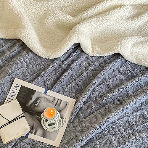 MERRYLIFE Sherpa Fleece Throw Blanket Cozy Soft 3D Stylish Design Fuzzy Thick Warm Blanket for Couch Sofa Bed (50" 60",Grey Blue)