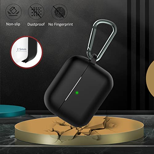 Coffea for Airpods Pro 2nd Generation Case Cover, Soft Silicone Shock-Absorbing Protective Case with Keychain for New Apple Airpods Pro 2 Case 2022 [Front LED Visible] - Black