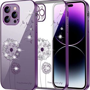 Crystal Bumper Case for iPhone 14 Pro Max Phone Case Clear Slim Silicone Transparent Cute Diamond Flowers 14 Pro Max Case Shockproof Apple Protective Cover para iPhone 14 Pro Max Cases for Women