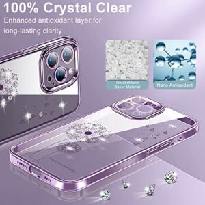 Crystal Bumper Case for iPhone 14 Pro Max Phone Case Clear Slim Silicone Transparent Cute Diamond Flowers 14 Pro Max Case Shockproof Apple Protective Cover para iPhone 14 Pro Max Cases for Women