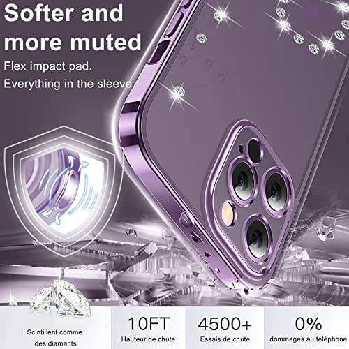 Crystal Bumper Case for iPhone 14 Pro Max Phone Case Clear Slim Silicone Transparent Cute Diamond Flowers 14 Pro Max Case Shockproof Apple Protective Cover para iPhone 14 Pro Max Cases for Women