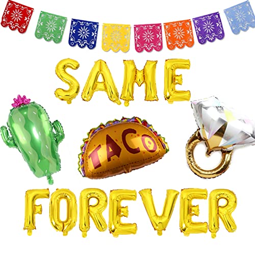 Mexican Gay Mexican Lesbian Bachelorette Party Decorations Kit -Fiesta Same Taco Forever Balloon Banner Taco Diamond Ring Cactus Foil Balloon Mexican Party Banners Funny Bridal Engagement Party