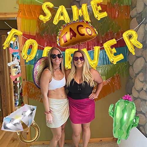 Mexican Gay Mexican Lesbian Bachelorette Party Decorations Kit -Fiesta Same Taco Forever Balloon Banner Taco Diamond Ring Cactus Foil Balloon Mexican Party Banners Funny Bridal Engagement Party