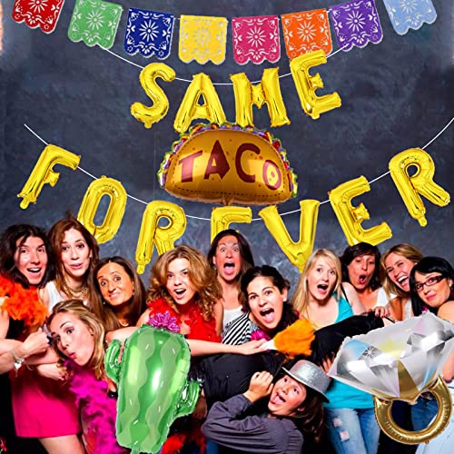 Mexican Gay Mexican Lesbian Bachelorette Party Decorations Kit -Fiesta Same Taco Forever Balloon Banner Taco Diamond Ring Cactus Foil Balloon Mexican Party Banners Funny Bridal Engagement Party