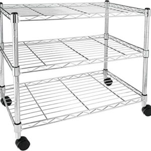 HealSmart 3-Tier Heavy Duty Storage Shelving Unit,Chrome,24.02" D x 13.78" W x 21.97" H inch, 1 Pack