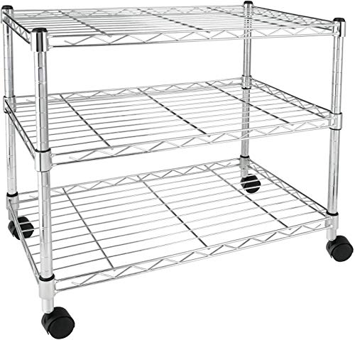 HealSmart 3-Tier Heavy Duty Storage Shelving Unit,Chrome,24.02" D x 13.78" W x 21.97" H inch, 1 Pack