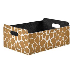 cataku foldable storage basket animal print giraffe collapsible felt storage bins with handle drawer organizer bin cube shelf box for organizing closet clothes office books bedroom