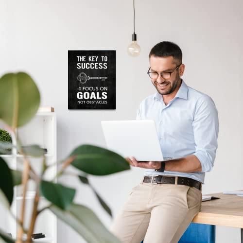 Inspirational Framed Office Canvas Wall Art Motivational Quote The Key to Success Is to Focus on Goals Not Obstacles Artwork Wall Pictures HD Print for Living Room Bedroom Easy to Hang 12 x 15 inch